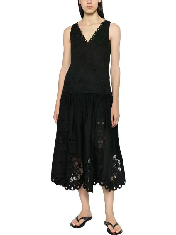 Sea Gardener Midi Dress - Black