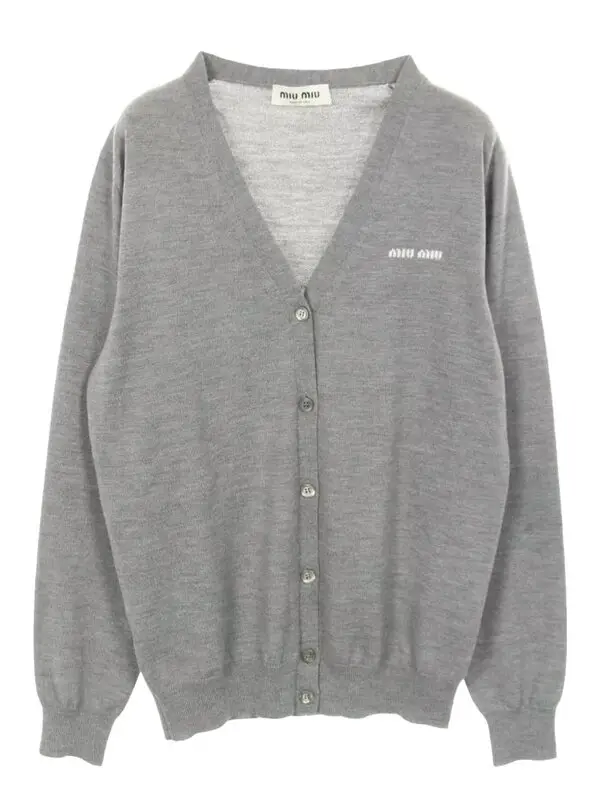 Miu Miu V-neck Button-front Wool Cardigan - Grey