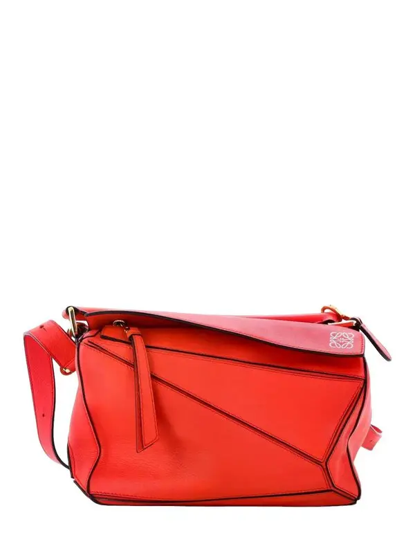 Loewe Puzzle Bag Leather Small Satchel - Red
