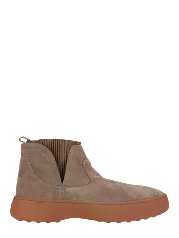 TOD'S Suede Slip-on Boots With Chunky Rubber Sole - Brown