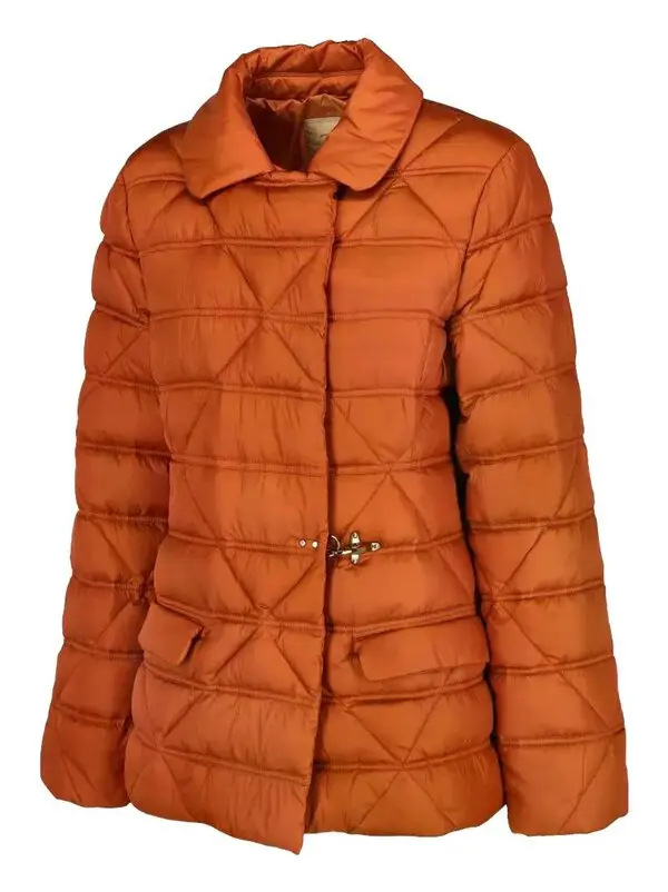 FAY Quilted Puffer Jacket With Stand Collar - Orange