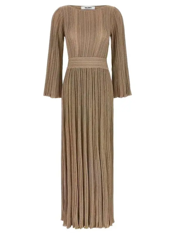 ANTONINO VALENTI Lilas Pleated-design Bell-sleeve Maxi Dress - Gold