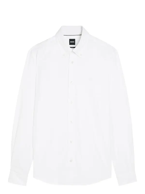 BOSS Roan Logo-embroidered Cotton-poplin Shirt - White
