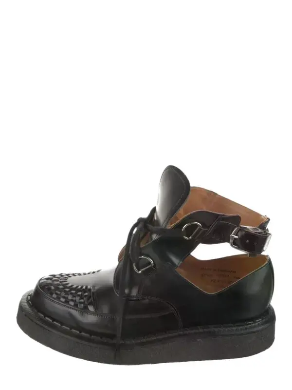 Comme Des Garçons Woven Buckle-strap Ankle Boots - Black
