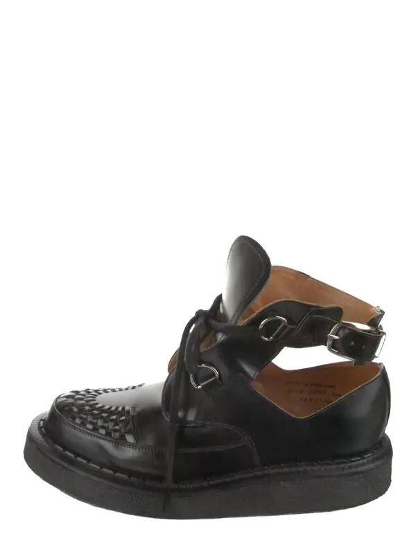 Comme Des Garçons Woven Buckle-strap Ankle Boots - Black