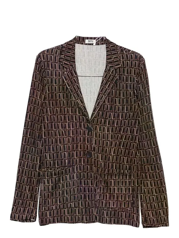 SIYU Geometric-print Blazer - Blue