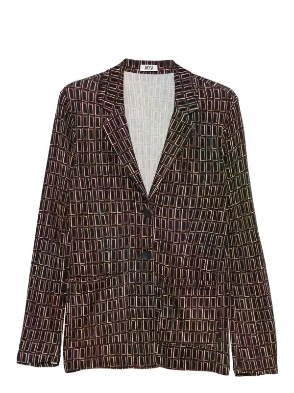 SIYU Geometric Print Blazer - Blue