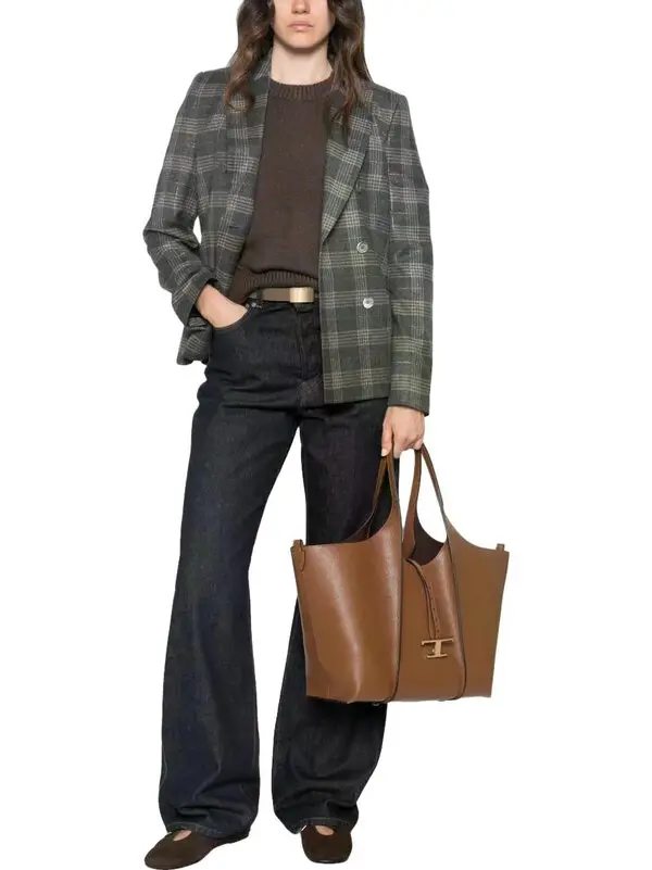 Peserico Double-breasted Check Blazer - Grey