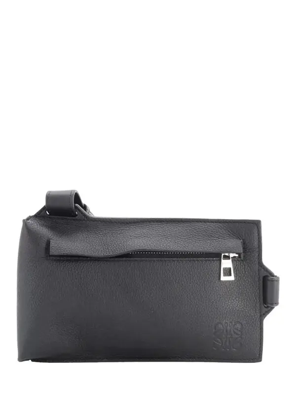 Loewe Vertical T Pocket Leather Crossbody Bag - Black
