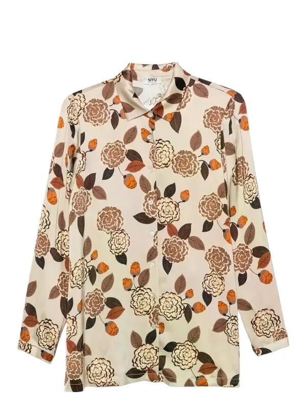 SIYU Floral Print Long-sleeve Shirt - Neutrals