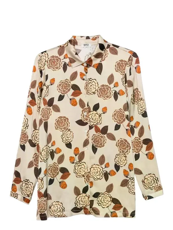 SIYU Floral Print Long-sleeve Shirt - Neutrals