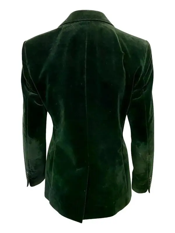 Emporio Armani Single-breasted Velvet Blazer - Green