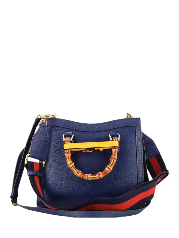 Gucci Diana Nm Bamboo Handle Leather Small Tote Bag - Blue