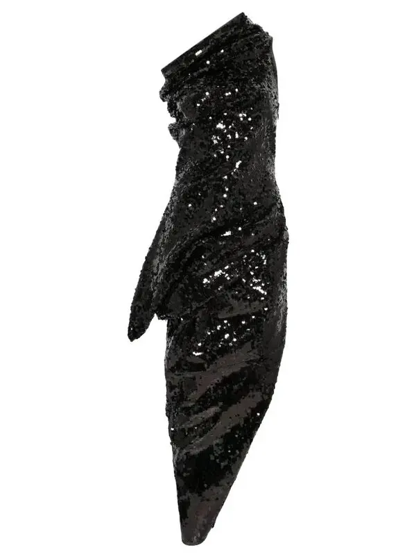 Rick Owens Asymmetrical Sequin One-shoulder Dress - Black
