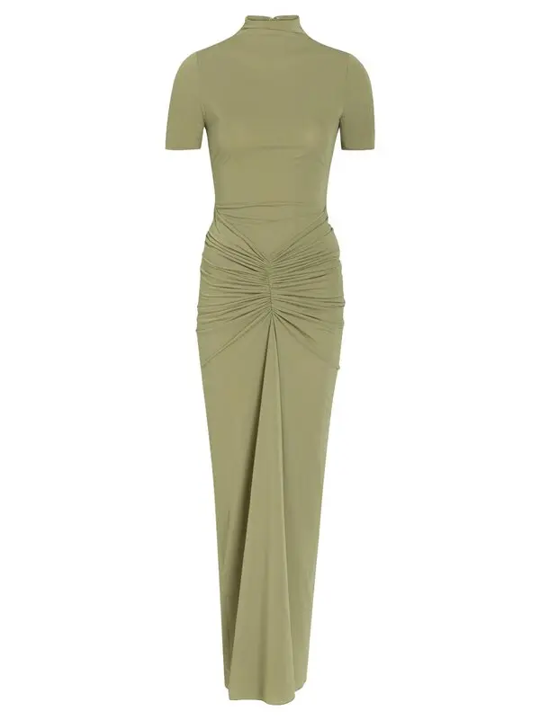 Ronny Kobo Enid Ruched Tissue Jersey Maxi Dress - Light Green