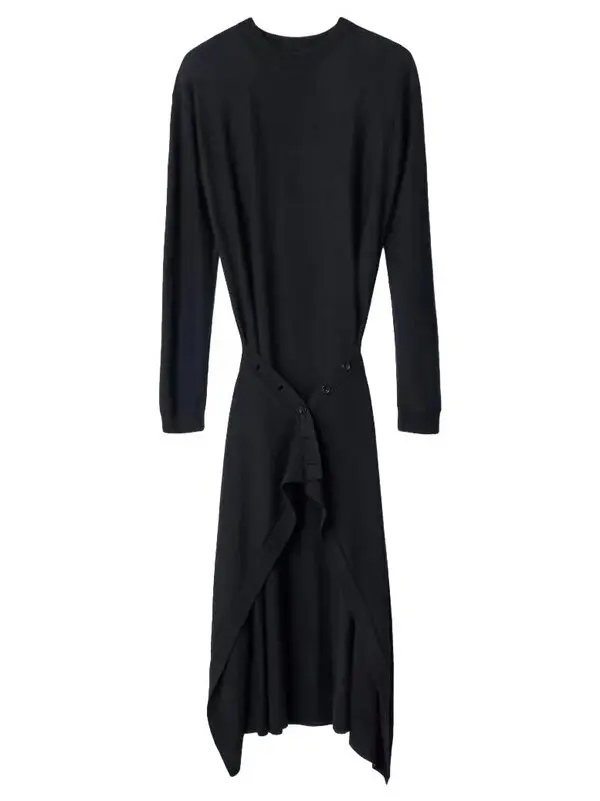 LEMAIRE Buttoned Merino Wool Blend Dress - Black