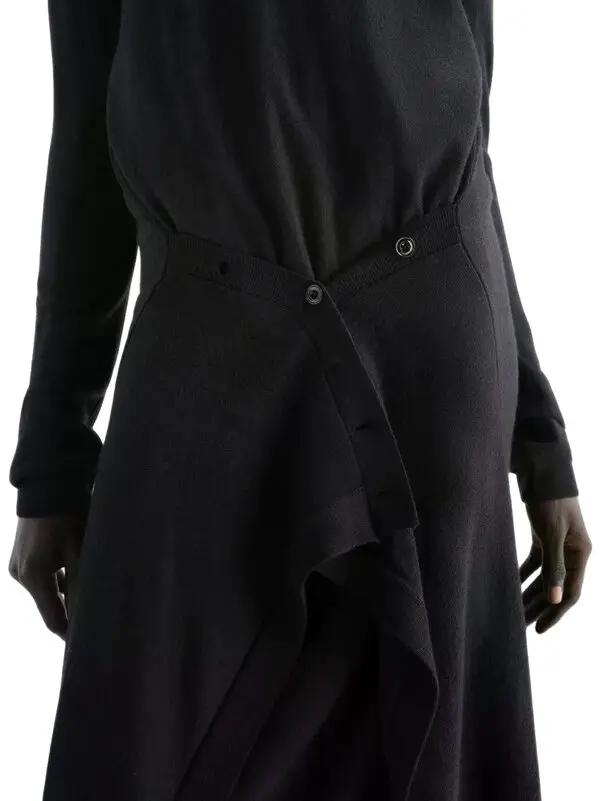 LEMAIRE Buttoned Merino Wool Blend Dress - Black
