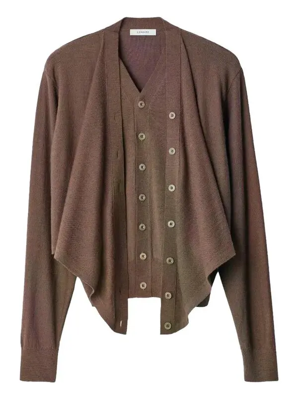 LEMAIRE Trompe-l’œil Cardigan In Merino Wool Blend - Brown