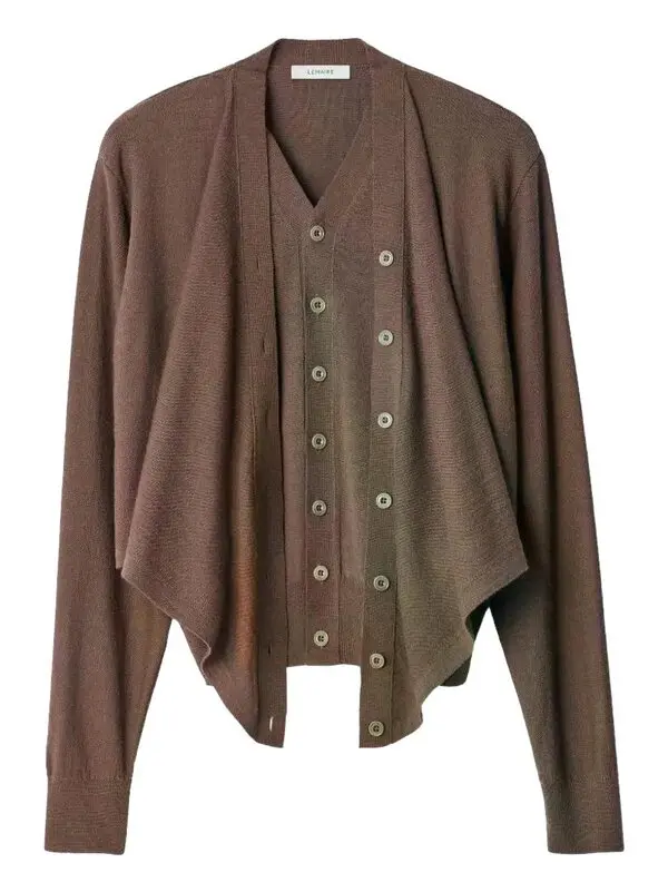 LEMAIRE Merino Wool Blend Cardigan - Brown