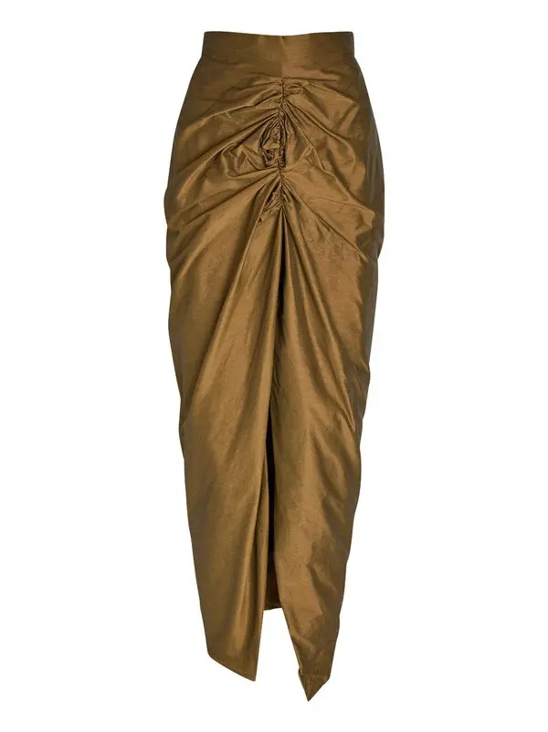 VIVIENNE WESTWOOD Panther Ruched Cotton-blend Midi Skirt - Bronze