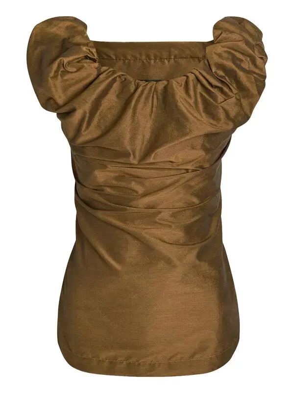 VIVIENNE WESTWOOD Ginnie Draped Cotton-blend Top - Bronze