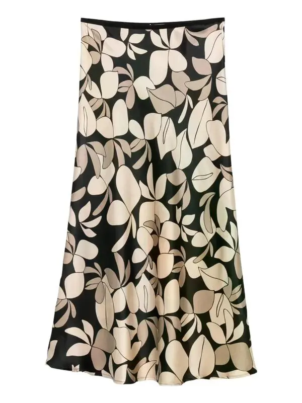 SIYU Floral Print Midi Skirt - Neutrals