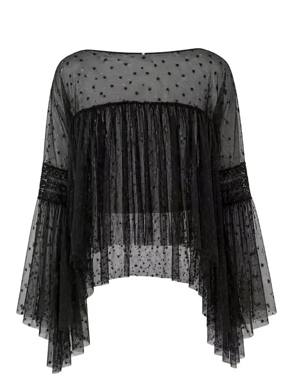 Alberta Ferretti Star-print Flared-sleeve Blouse - Black