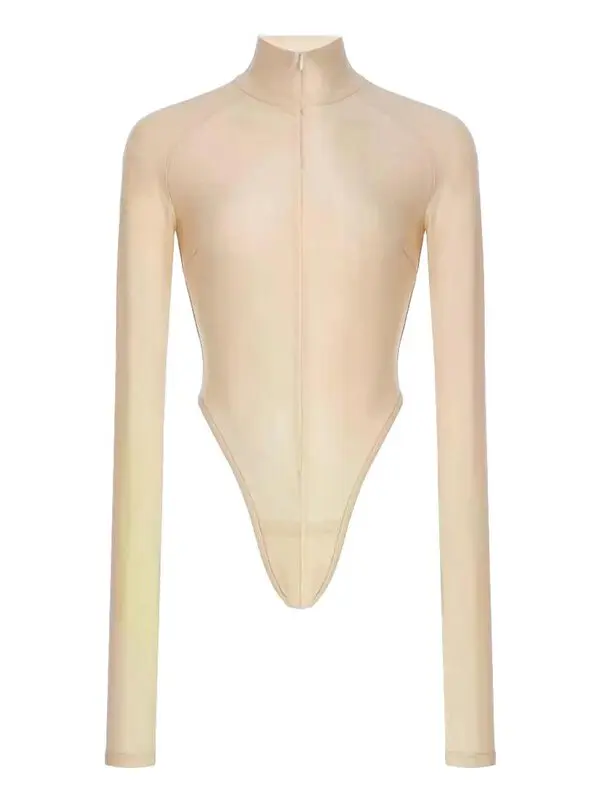 LAQUAN SMITH High-neck Long-sleeve Bodysuit - Neutrals