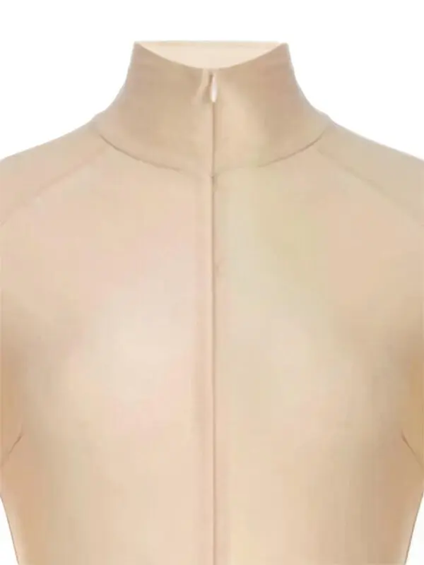 LAQUAN SMITH High-neck Long-sleeve Sheer Bodysuit - Neutrals