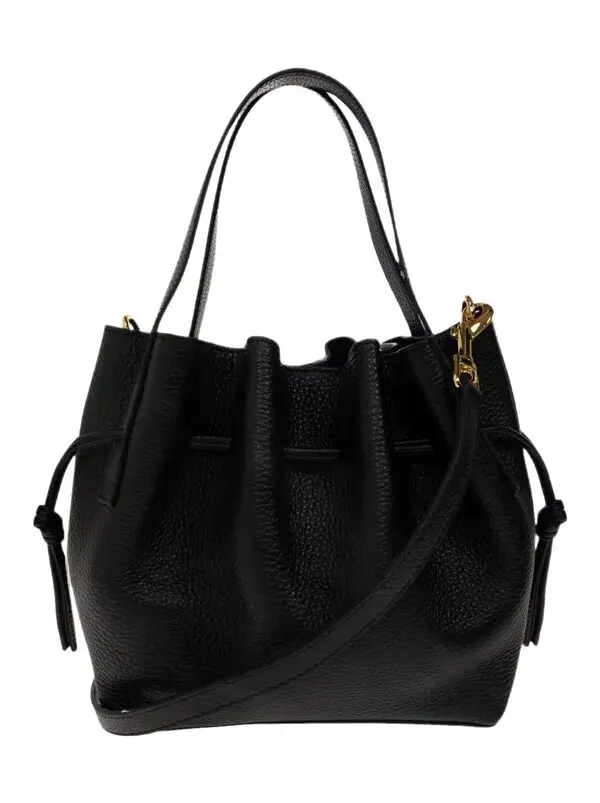 Yuzefi Mini Scallop Pebble-grain Bucket Bag - Black