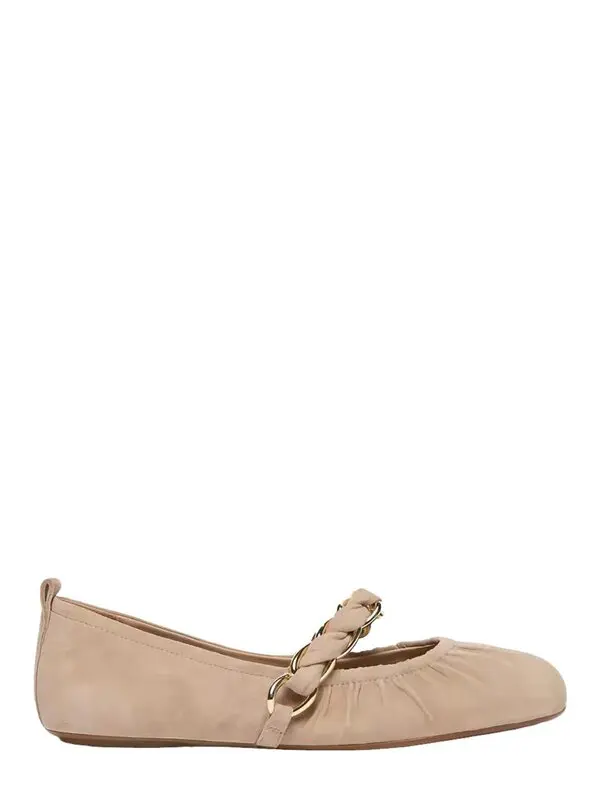 MANILA GRACE Chain-link Suede Ballet Flats - Neutrals