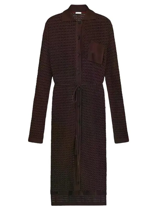 FERRAGAMO Knitted Shirt Dress - Brown