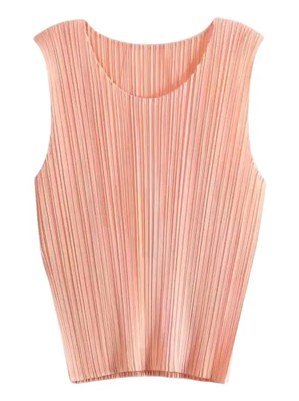 Issey Miyake Monthly Colors July Pleated Sleeveless Top - Orange