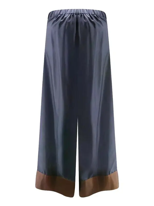 CO.GO Contrasting Band Silk Palazzo Pants - Blue