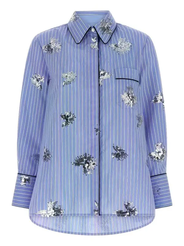 LE TWINS Aria Sequin-embellished Pyjama Shirt - Blue