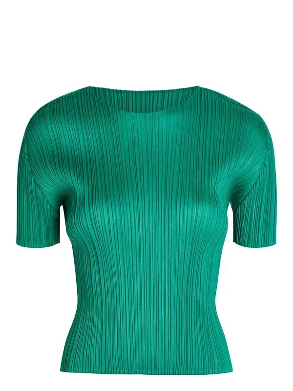 Issey Miyake Pleated Woven Top - Green