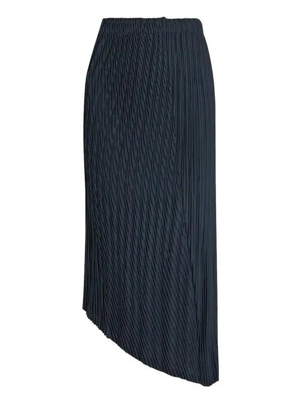 Issey Miyake Unfurling Pleats Woven Midi Skirt - Navy