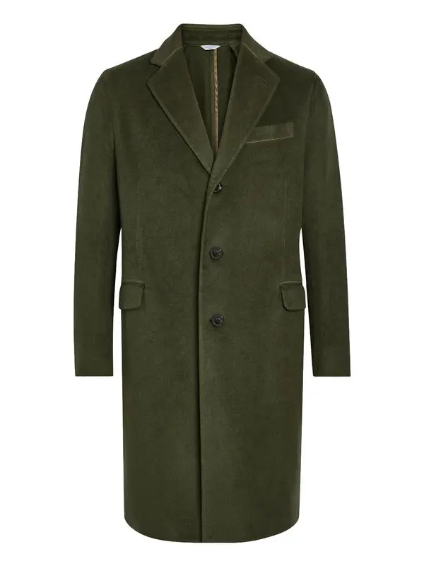 Boglioli Cashmere Long Coat With Notched Lapel - Dark Green