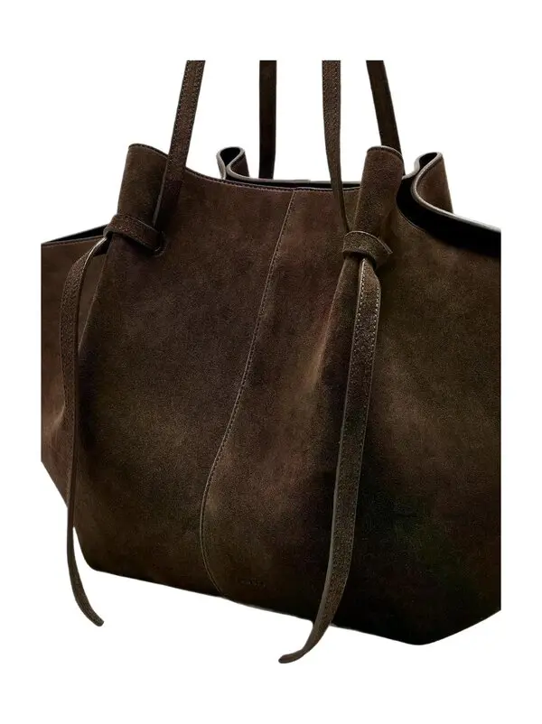 Yuzefi Mochi Tie-detail Suede Tote Bag - Brown