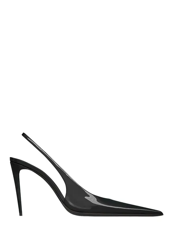 Saint Laurent Guermantes Slingback Pumps In Patent Leather - Black