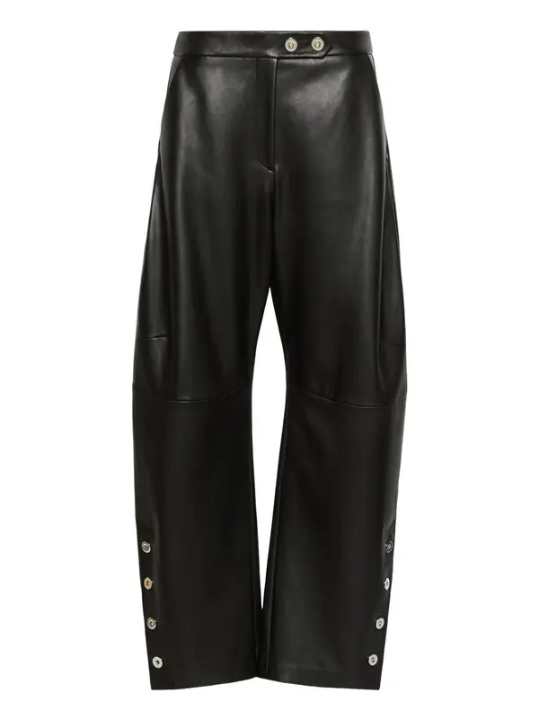 Sportmax Button-embellished Leather Trousers - Black