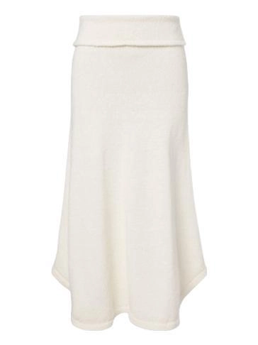 AYA MUSE Knitted Cotton Midi Skirt - White