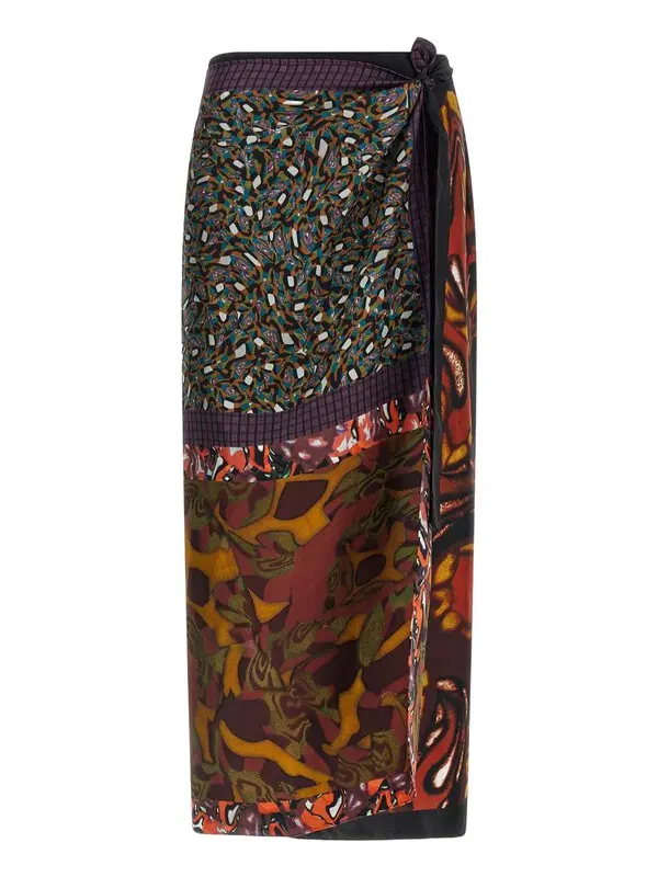 Dries Van Noten Long Patchwork Print Wrap Skirt - Multi-color