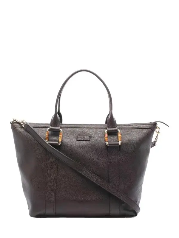 Gucci 2000s Bamboo Calf Leather Tote Bag - Brown