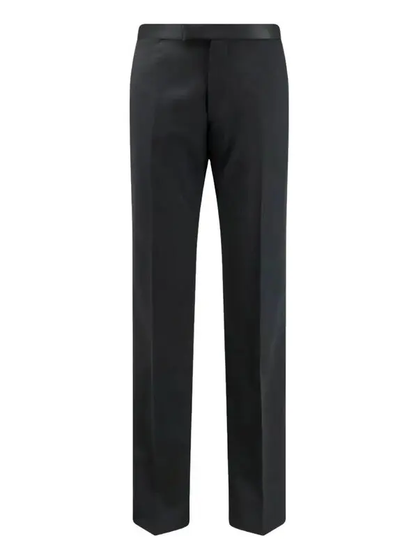 Tagliatore Tailored Virgin Wool Trousers With Satin Waistband - Black