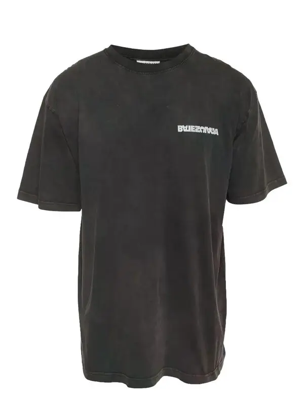 Balenciaga Mirrored Logo-print T-shirt - Black
