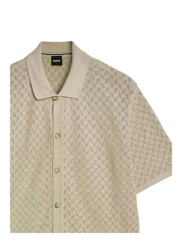 BOSS Pointelle Knit Short Sleeve Jacket - Neutrals