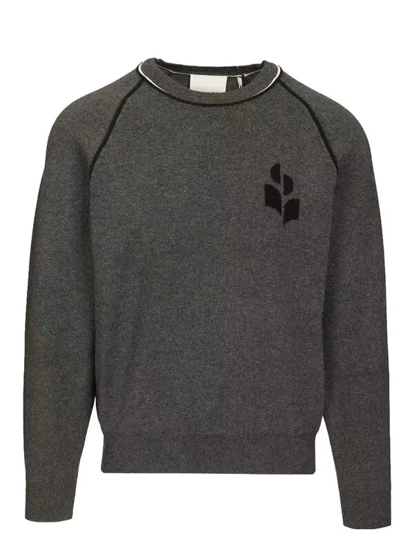 MARANT Logo Embroidered Raglan-sleeve Sweater - Grey