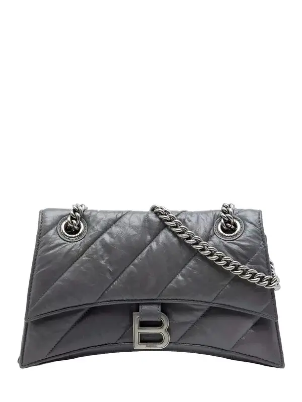 Balenciaga 2010 Small Metallic Calfskin Crush Chain Shoulder Bag - Grey