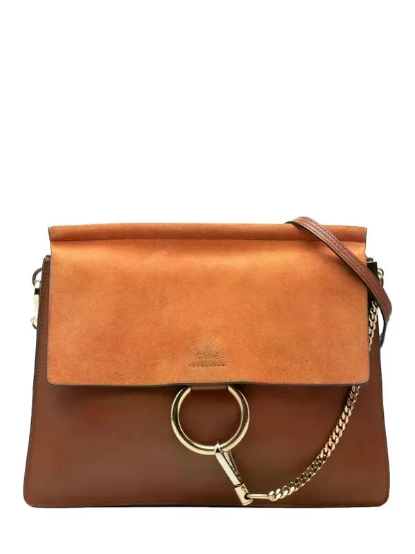 Chloé Faye Medium Crossbody Bag In Calfskin And Suede - Brown